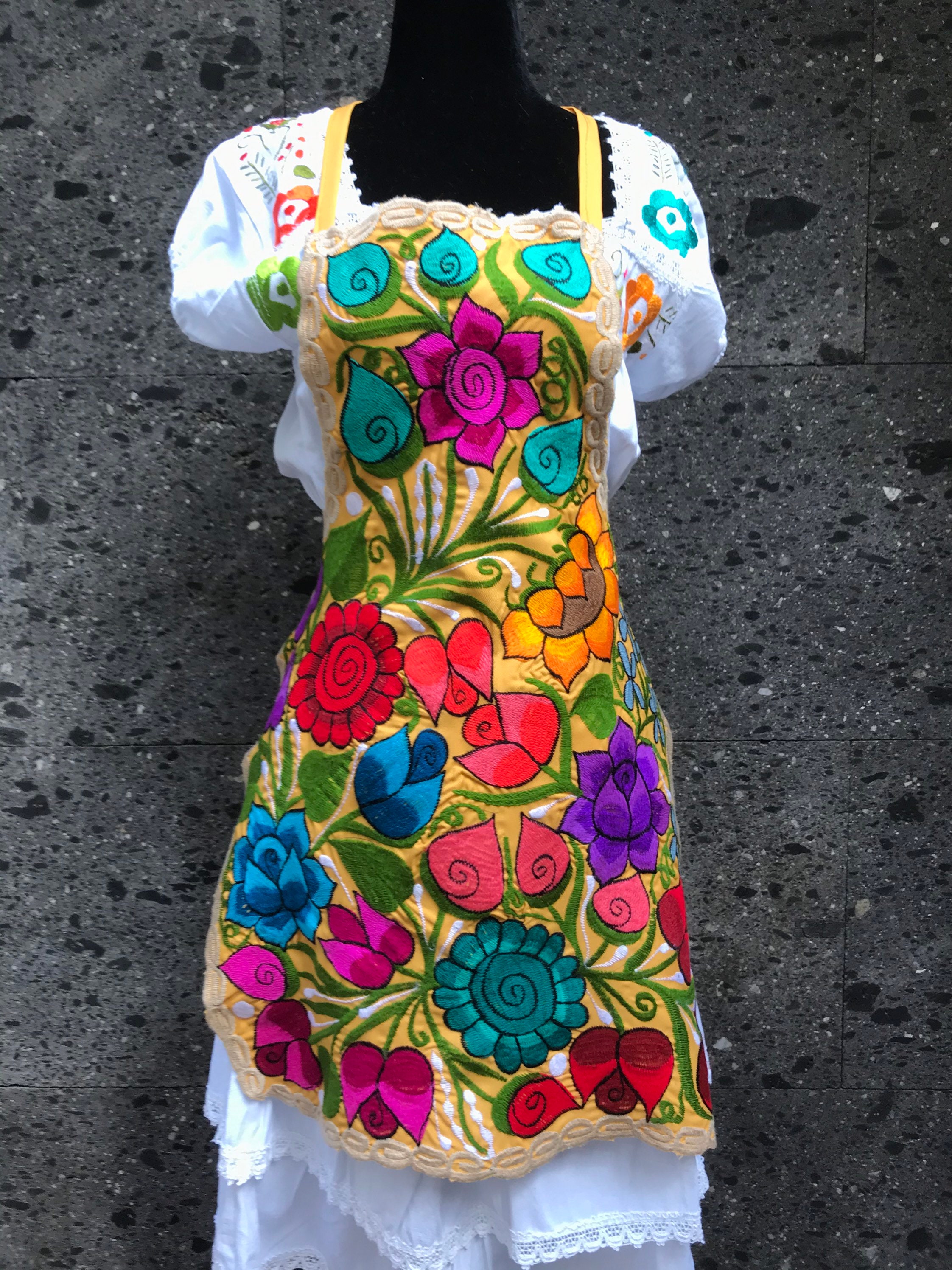 Mexican Embroidered apron for women kitchen cooking | Etsy