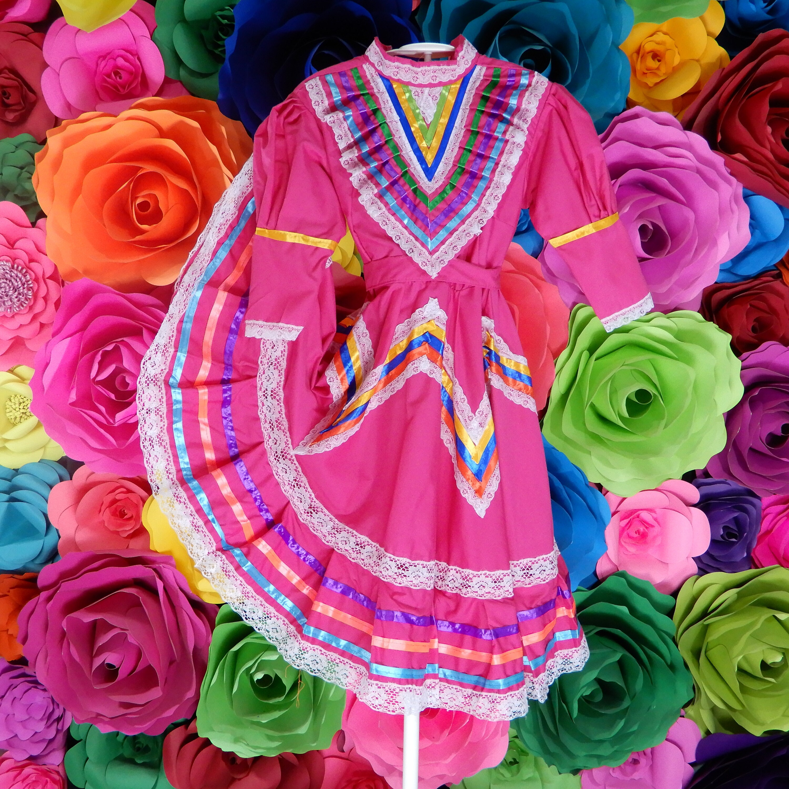 Mexican Jalisco Dress Size 6 HOT PINK Stunning KIDS Beautiful - Etsy