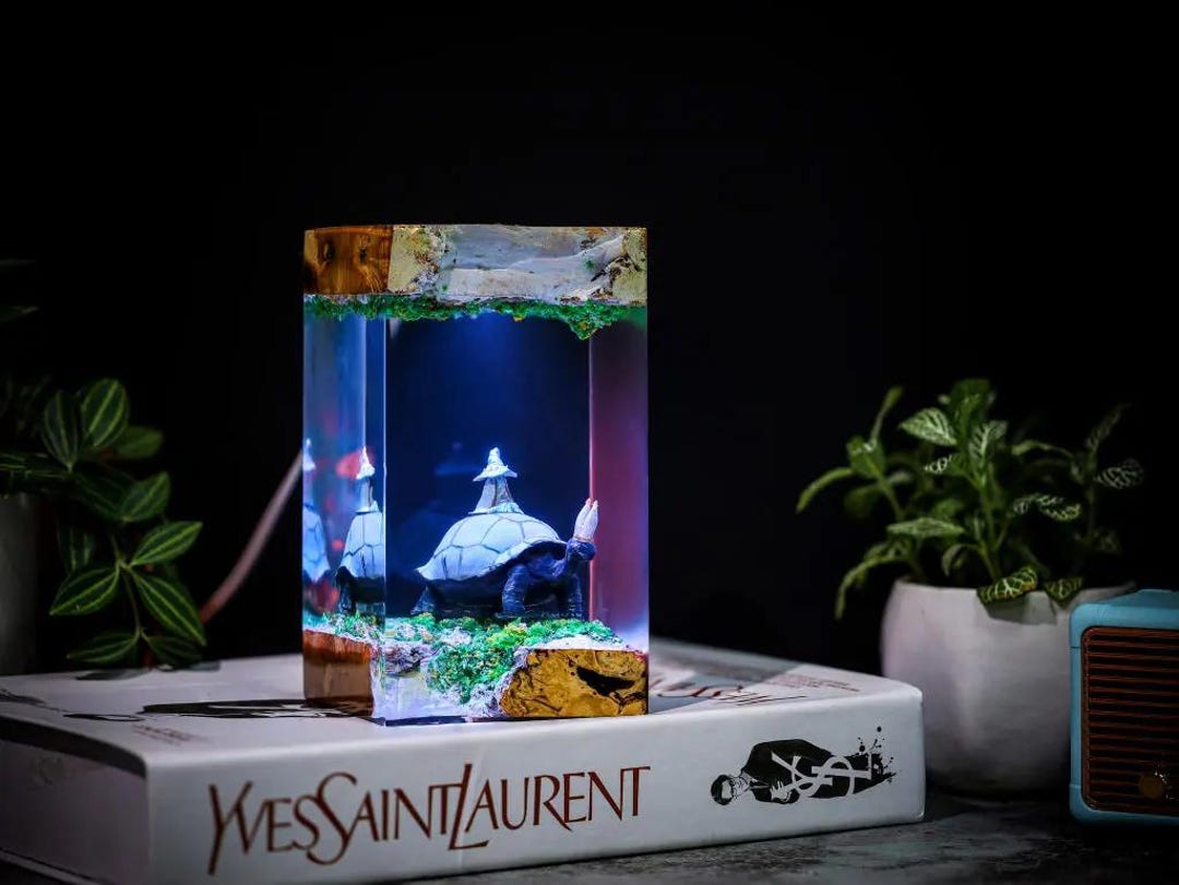 Turtle Pope and Ranni El.de.n Ring Epoxy Resin Wood Lamp Night Light ...