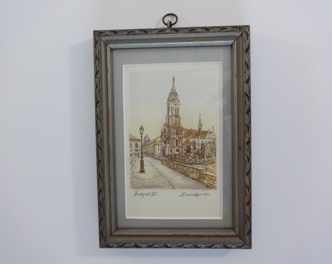 Framed Original Etching of Budapest, Small Framed Etchings, Church Etching, Church Art, Hand ...