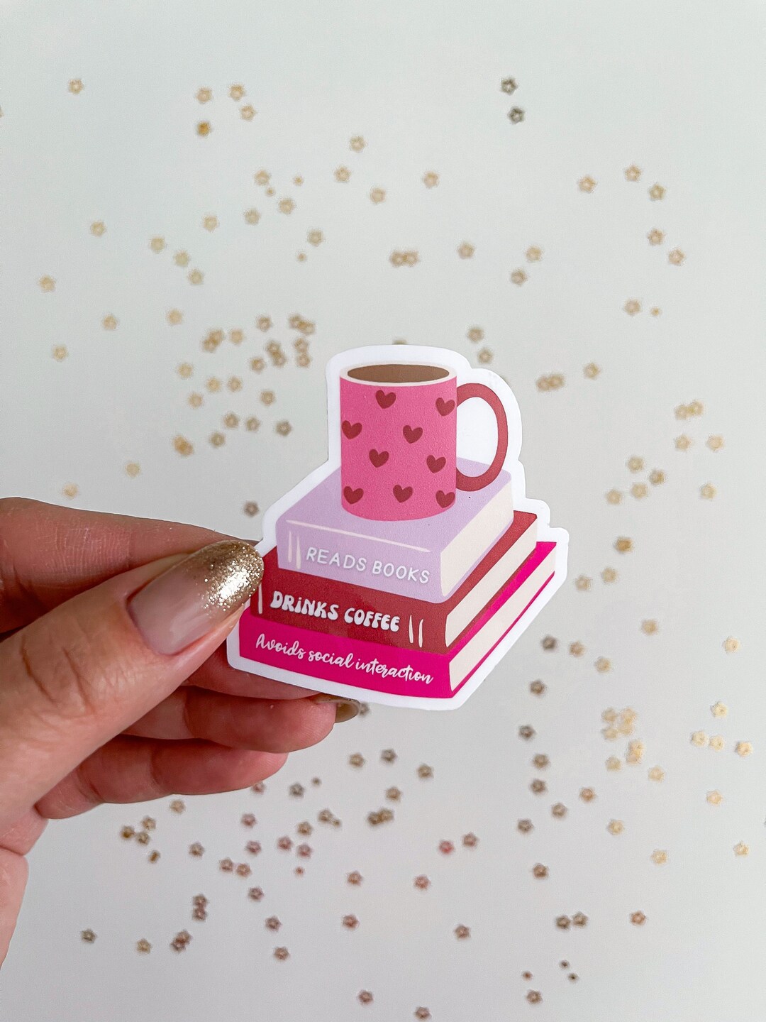 Valentines Book Stack Sticker Bookish Bookstagram Booktok - Etsy
