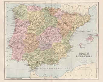 Antique Spain Map - Etsy