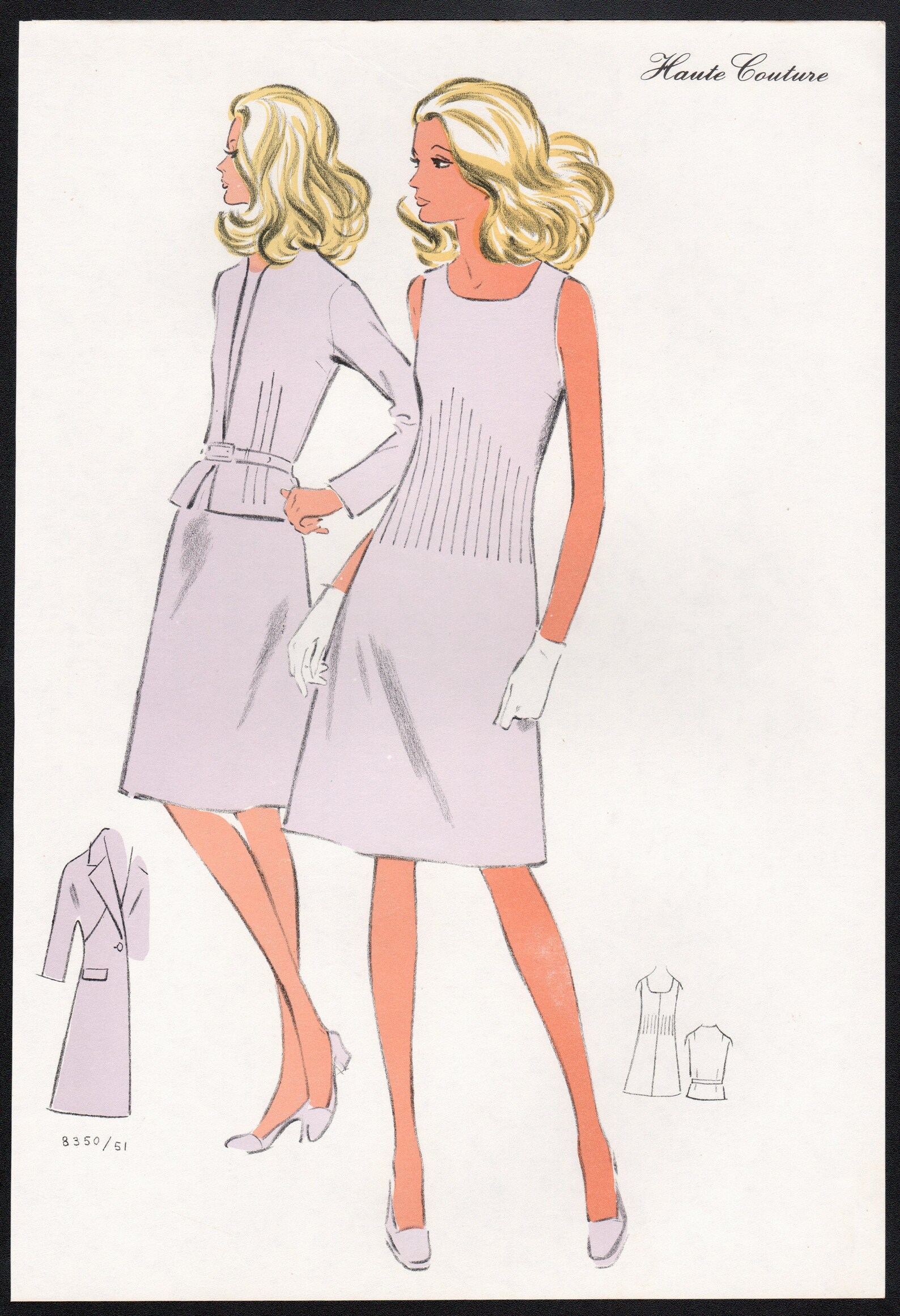 French Original Vintage 1973 Fashion Design Illustration - Etsy