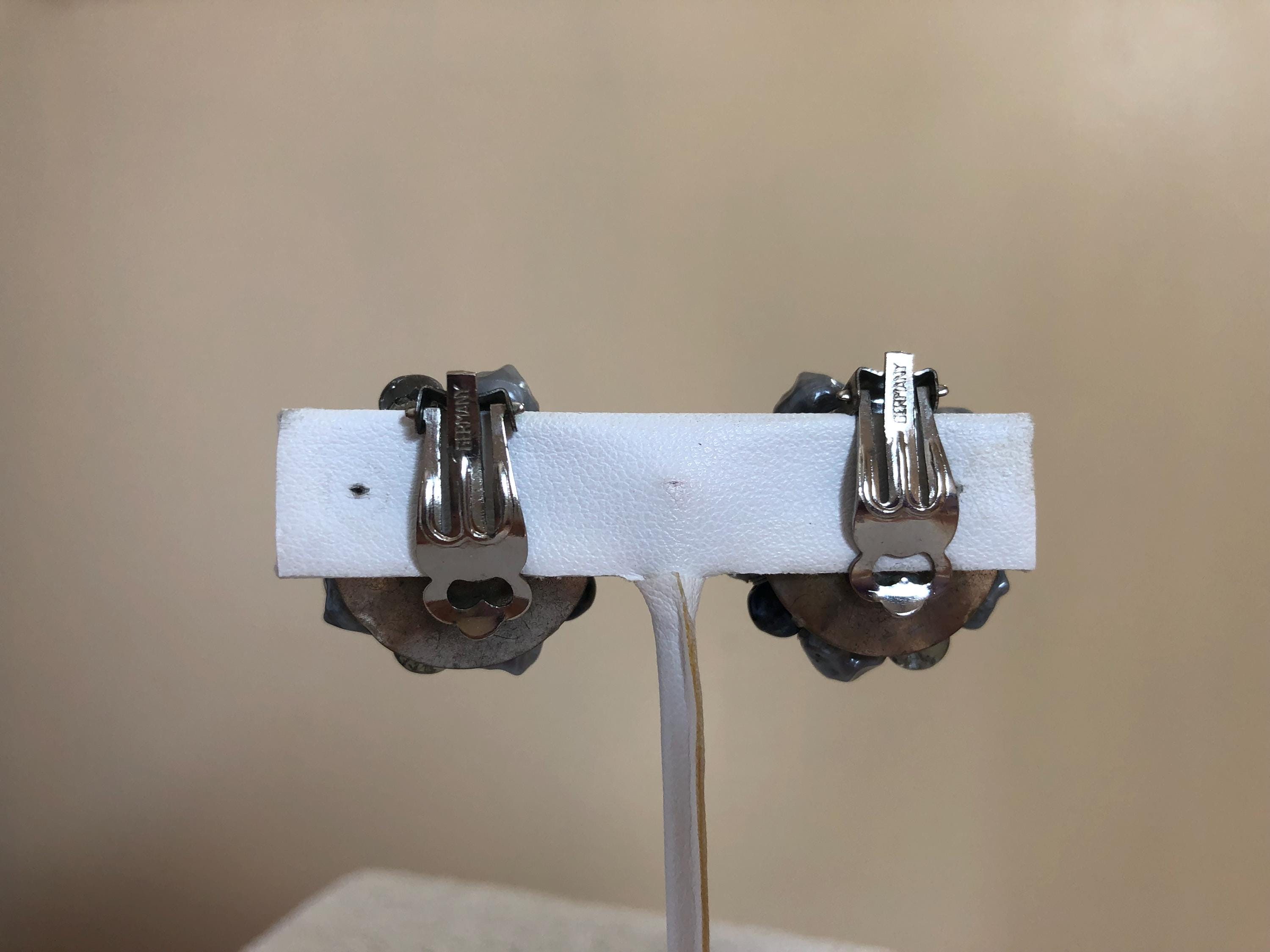 Vintage 1950's Gray Cluster Clip on Earrings From Germany - Etsy