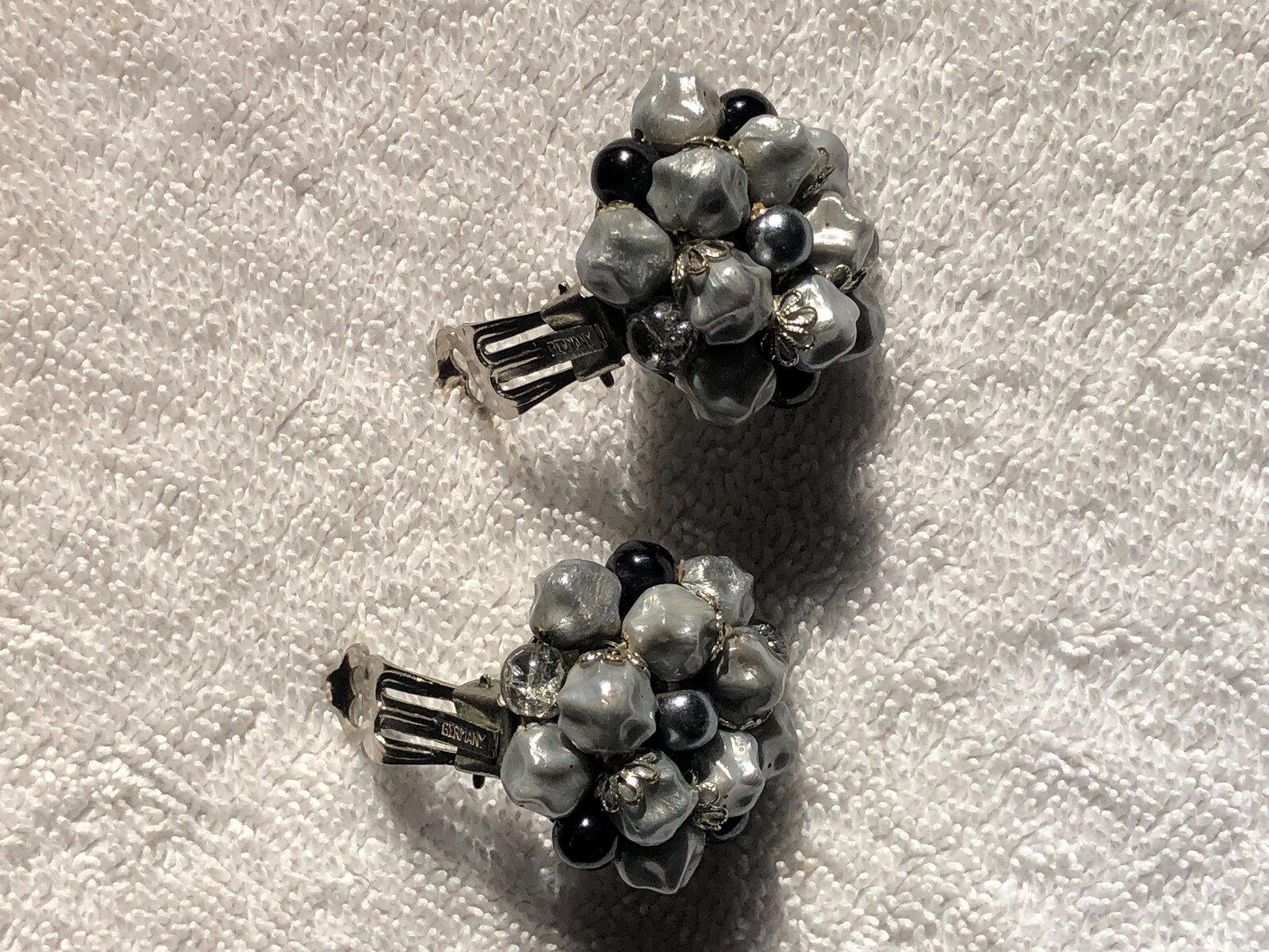Vintage 1950's Gray Cluster Clip on Earrings From Germany - Etsy