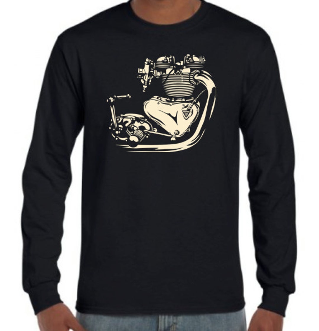 Long Sleeve Triumph Engine T-shirt Vintage Motorcycle Bonneville Motor ...