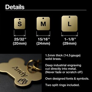 Dog Tag, Square Dog Tag, Brass Dog Tag, Pet ID Tags, Personalized Dog ...