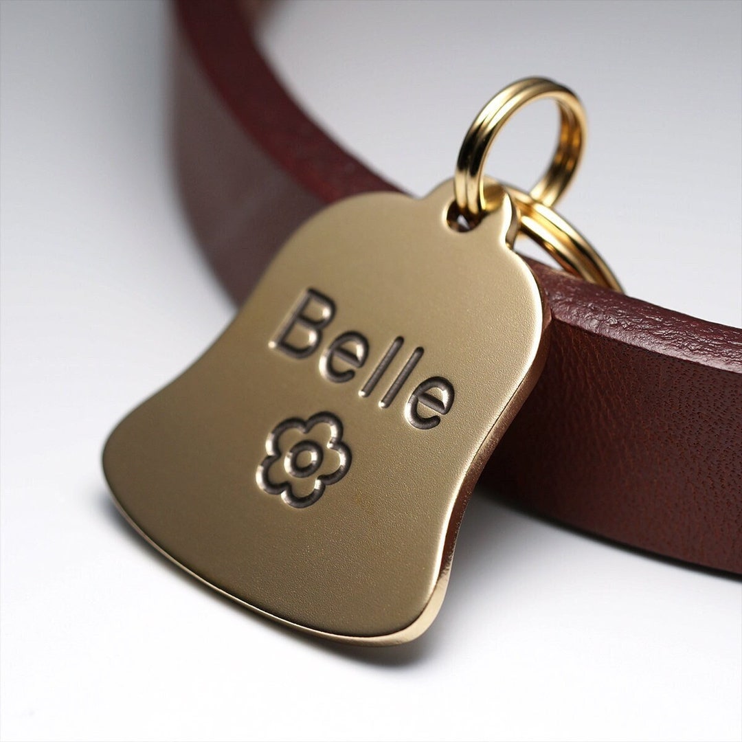 Dog Tag, Bell Dog Tag, Brass Dog Tag, Pet ID Tags, Personalized Dog Tag ...