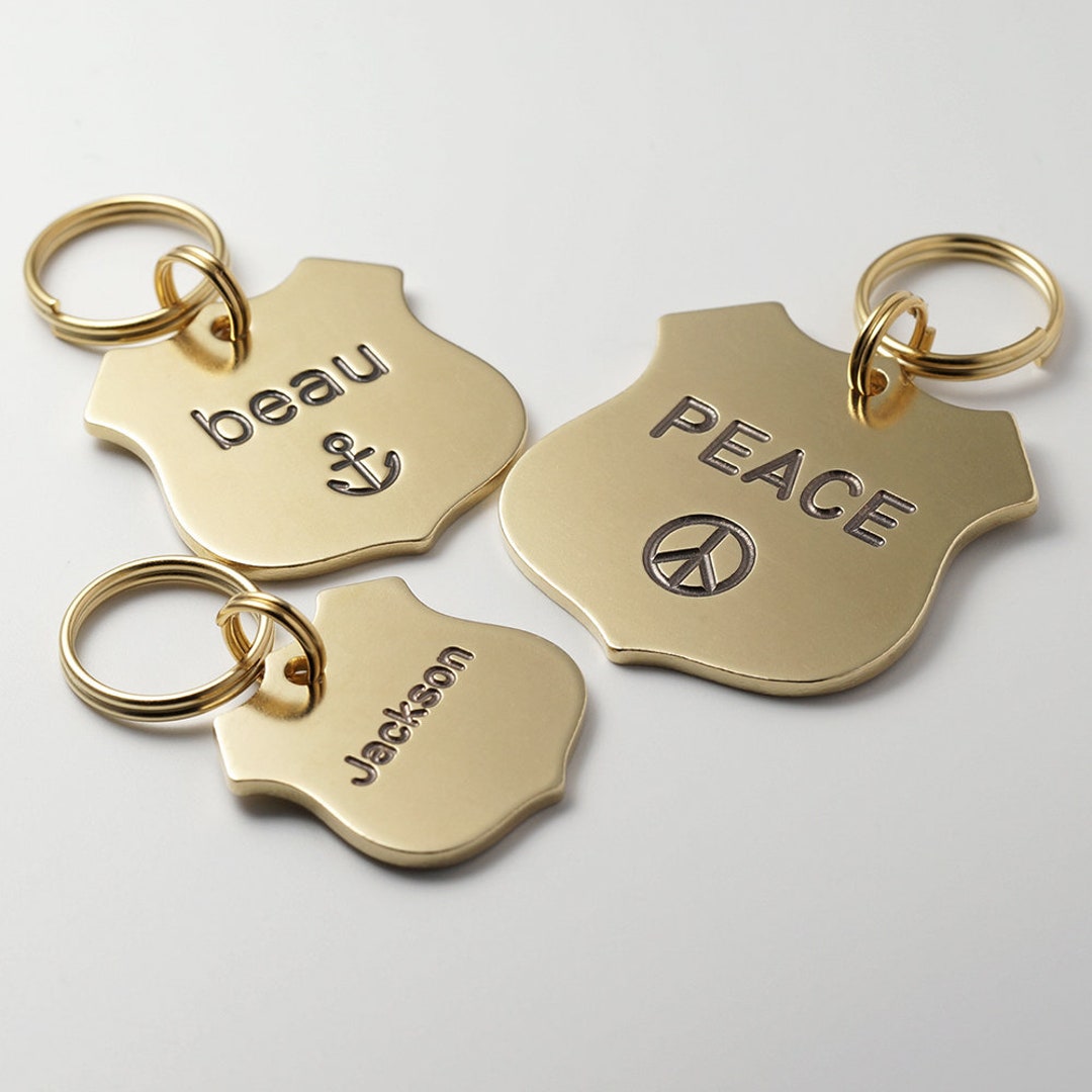 Dog Tag Shield Dog Tag Brass Dog Tag Pet ID Tags - Etsy