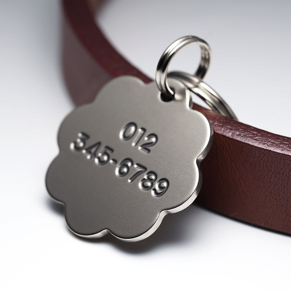 Dog Tag script Font Flower Dog Tag Nickel Dog Tag Pet ID - Etsy