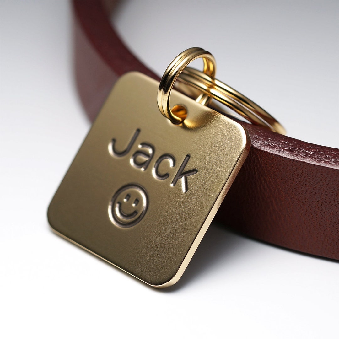 Dog Tag, Square Dog Tag, Brass Dog Tag, Pet ID Tags, Personalized Dog ...