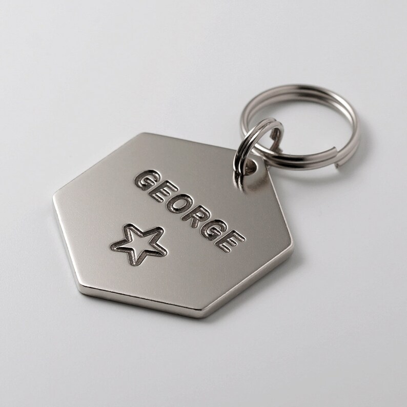 Dog Tag Hexagon Dog Tag Nickel Dog Tag Pet ID Tags | Etsy