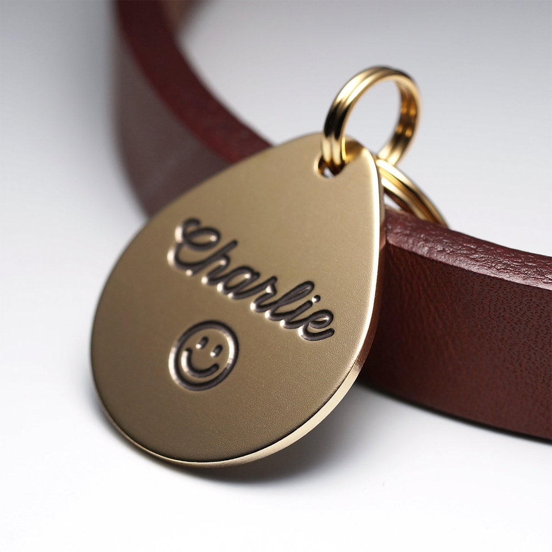 Dog Tag script Font Drop Dog Tag Brass Dog Tag Pet ID - Etsy