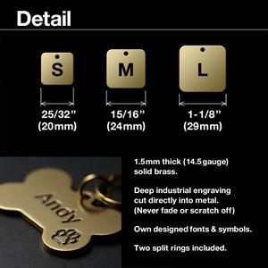 Dog Tag, Square Dog Tag, Brass Dog Tag, Pet ID Tags, Personalized Dog ...