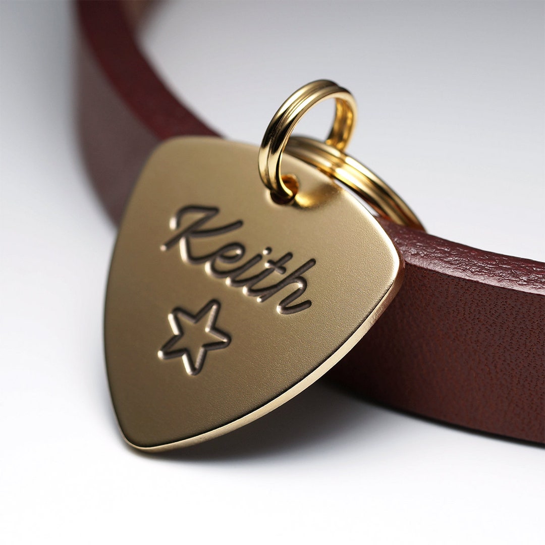 Dog Tag script Font, Guitar Pick Dog Tag, Brass Dog Tag, Pet ID Tags ...