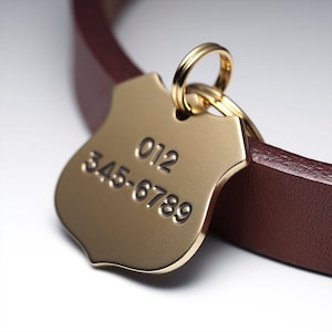 Dog Tag, Shield Dog Tag, Brass Dog Tag, Pet ID Tags, Personalized Dog ...
