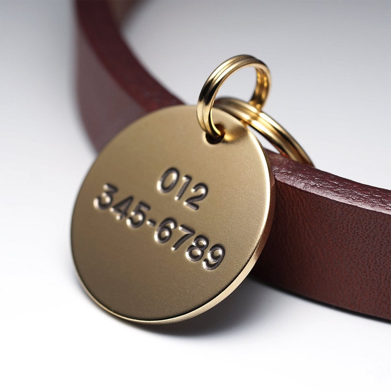Dog Tag Round Dog Tag Brass Dog Tag Pet ID Tags - Etsy