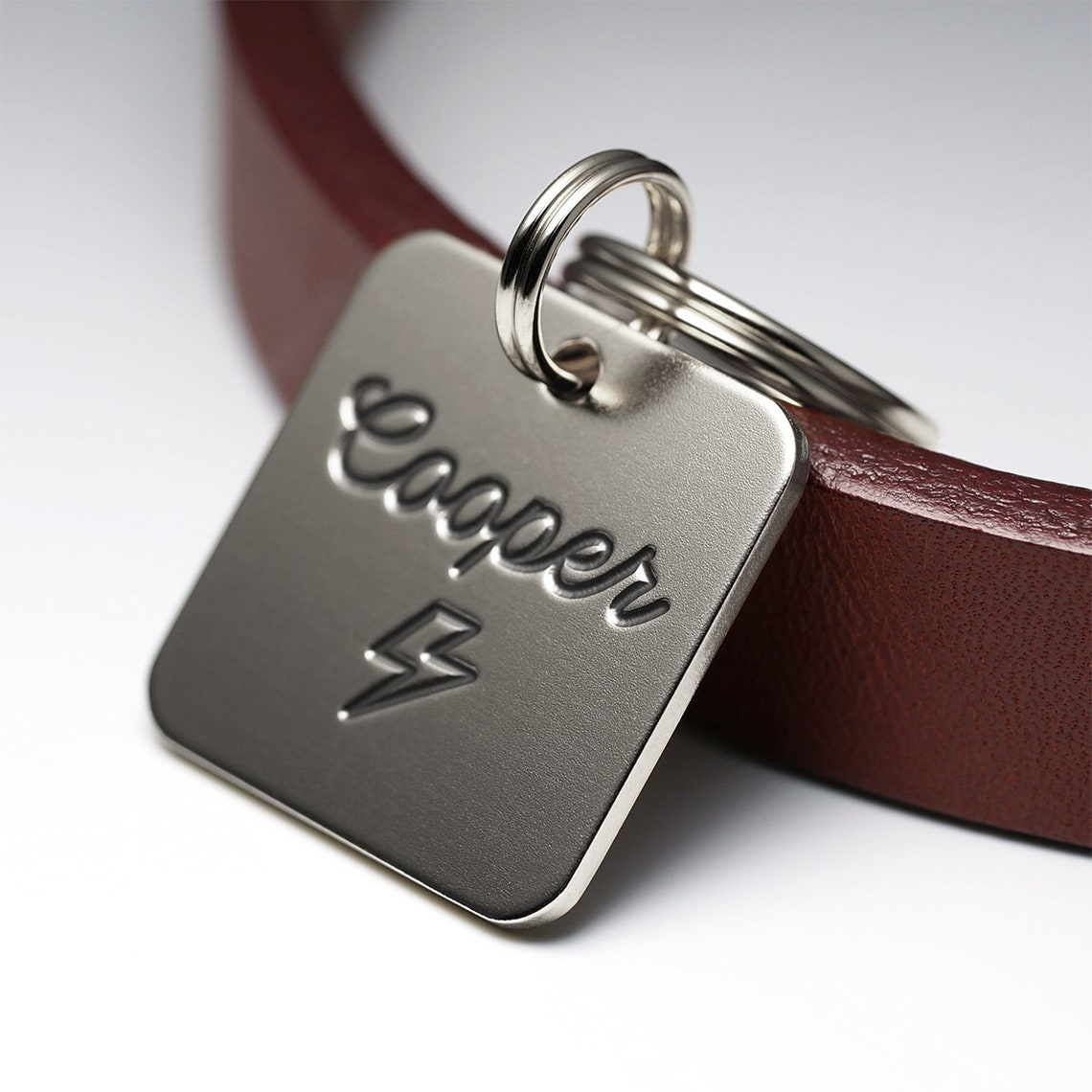 Dog Tag script Font Square Dog Tag Nickel Dog Tag Pet ID - Etsy