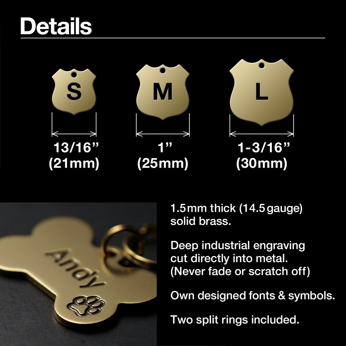 Dog Tag Shield Dog Tag Brass Dog Tag Pet ID Tags - Etsy