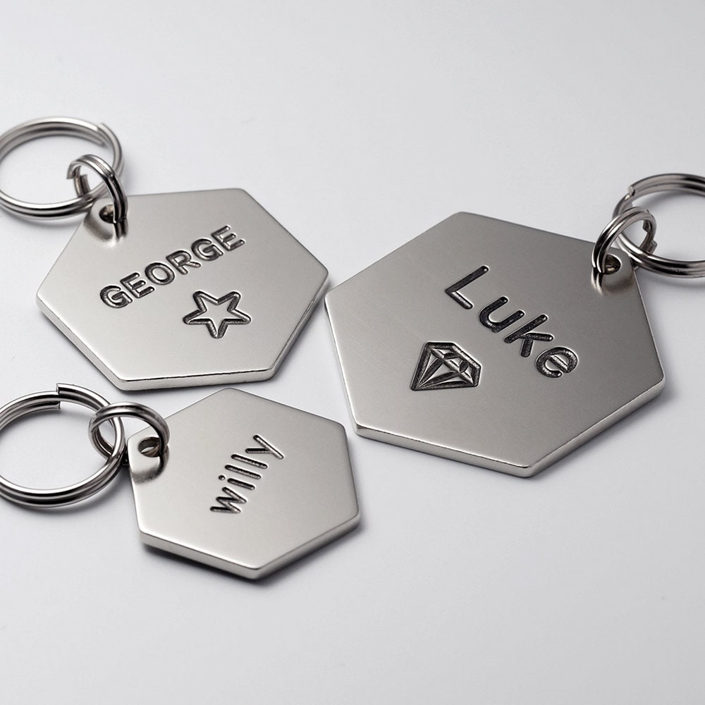 Dog Tag Hexagon Dog Tag Nickel Dog Tag Pet ID Tags - Etsy
