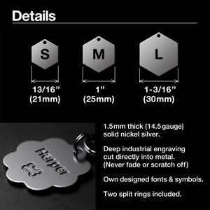 Dog Tag, Hexagon Dog Tag, Nickel Dog Tag, Pet ID Tags, Personalized Dog ...