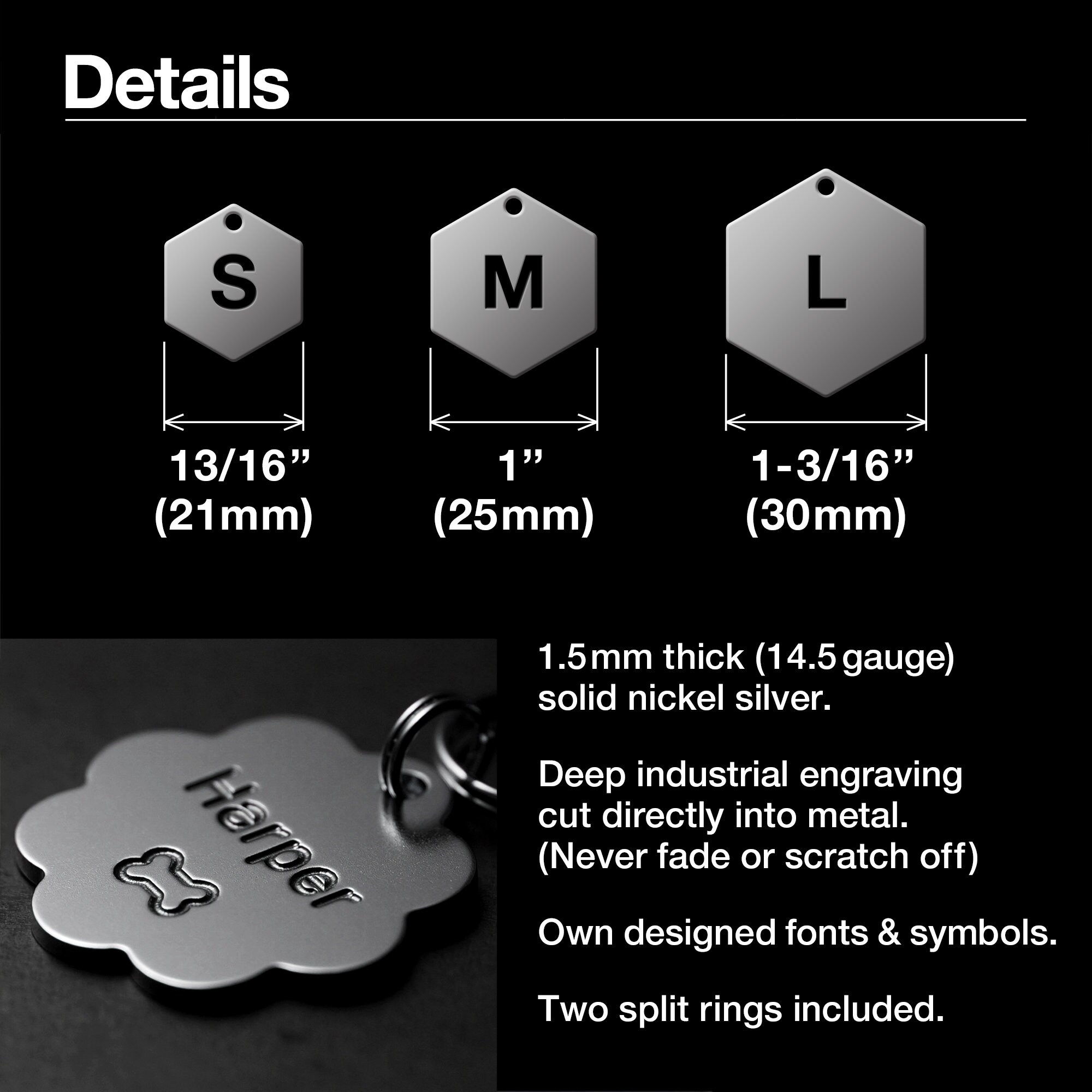 Dog Tag Hexagon Dog Tag Nickel Dog Tag Pet ID Tags - Etsy