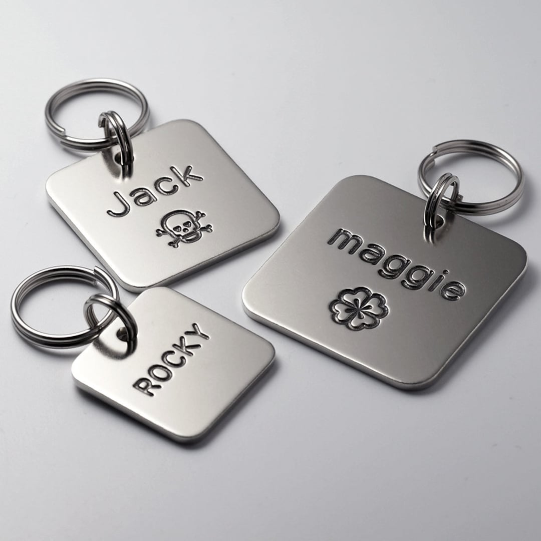 Dog Tag Square Dog Tag Nickel Dog Tag Pet ID Tags - Etsy