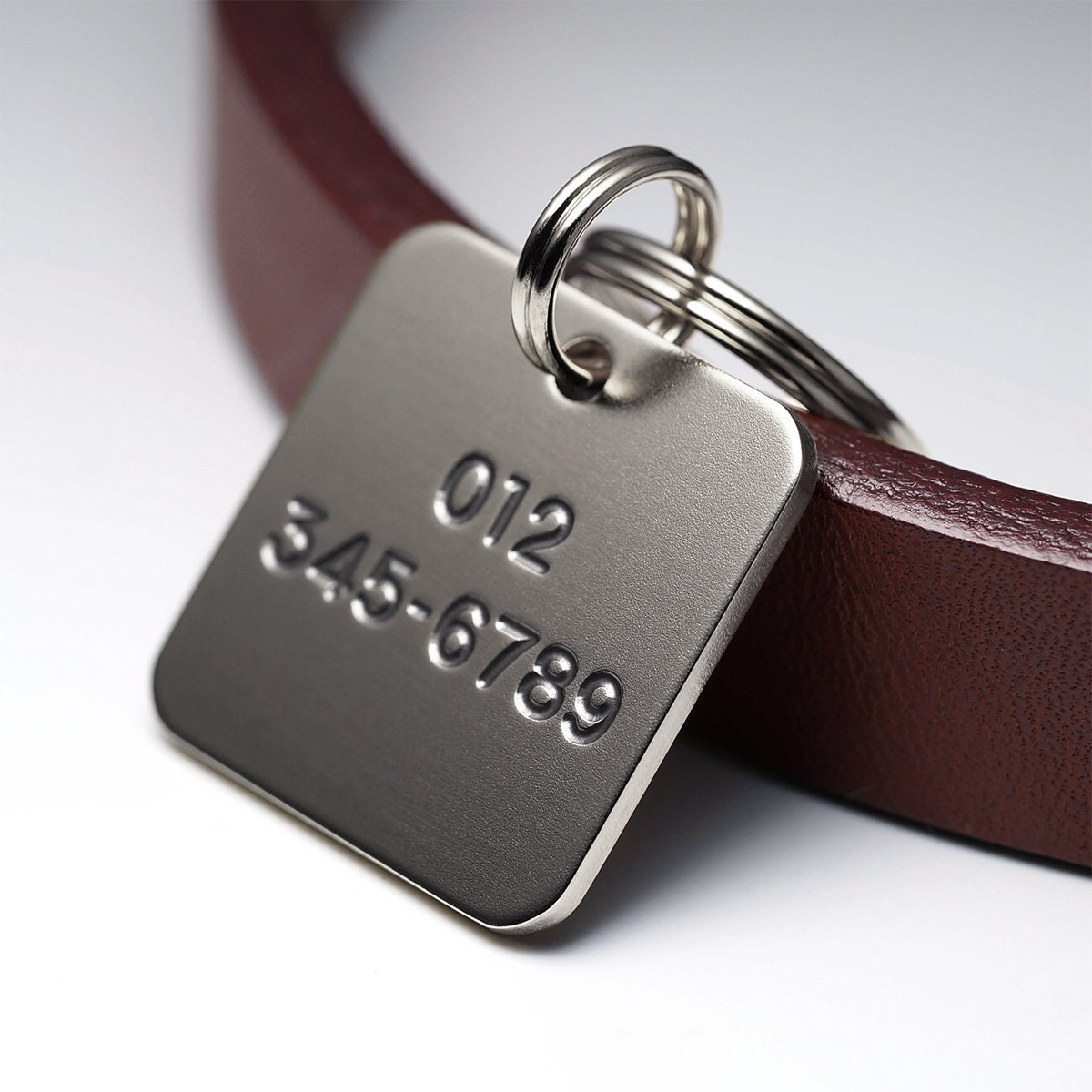 Dog Tag Script Font Square Dog Tag Nickel Dog Tag Pet ID | Etsy