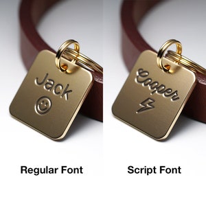 Dog Tag, Square Dog Tag, Brass Dog Tag, Pet ID Tags, Personalized Dog ...