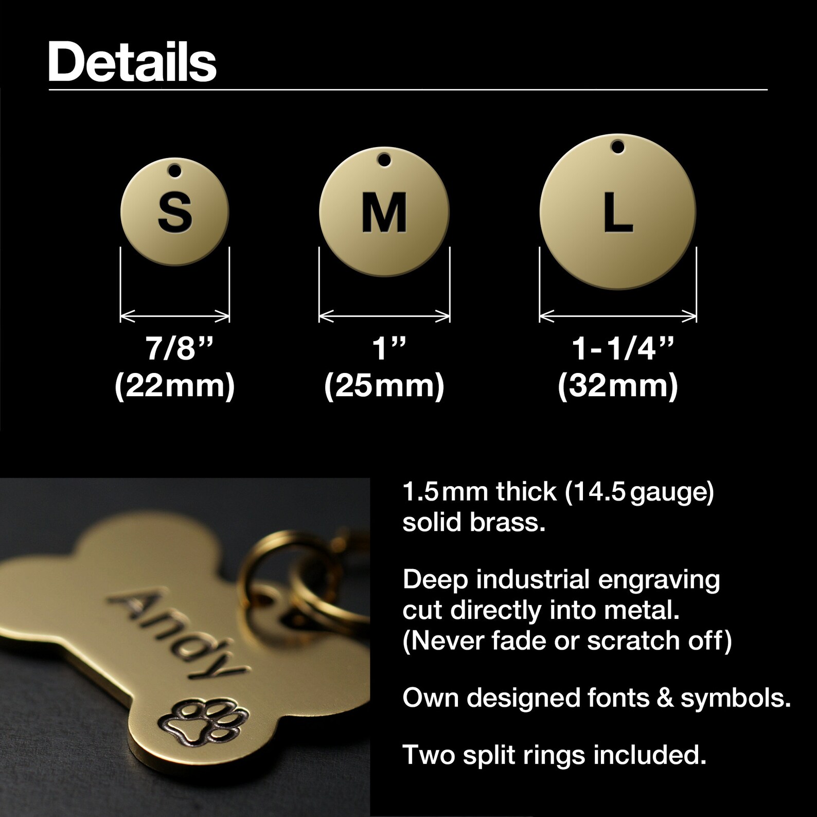 Dog Tag Round Dog Tag Brass Dog Tag Pet ID Tags - Etsy