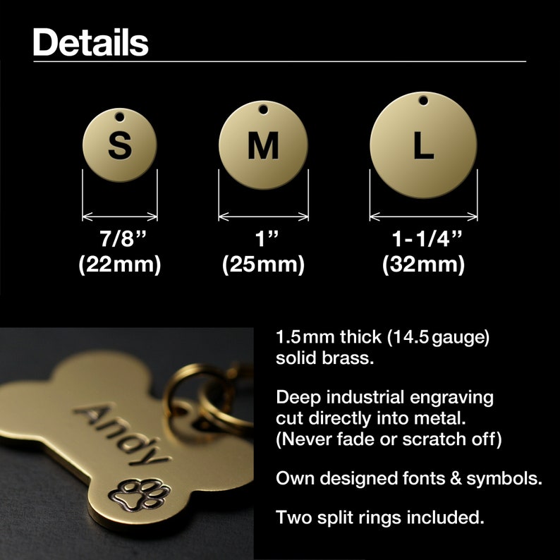 Dog Tag Round Dog Tag Brass Dog Tag Pet ID Tags - Etsy