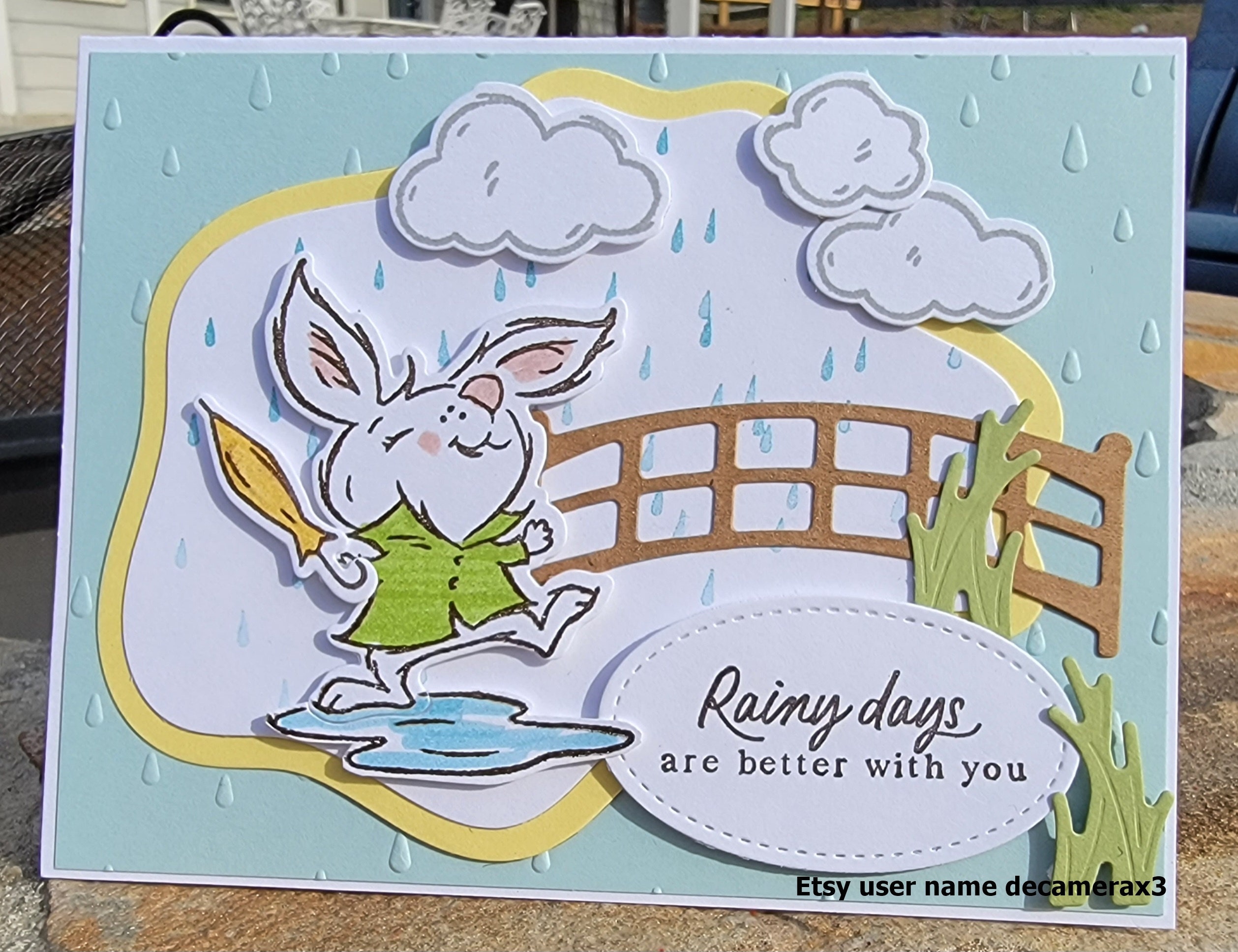 Handmade RAINY DAY Card, Stampin' Up! Playing in the Rain, Bunny ...