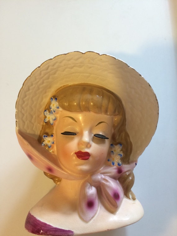VINTAGE HEAD VASE lady figurine planter | Etsy