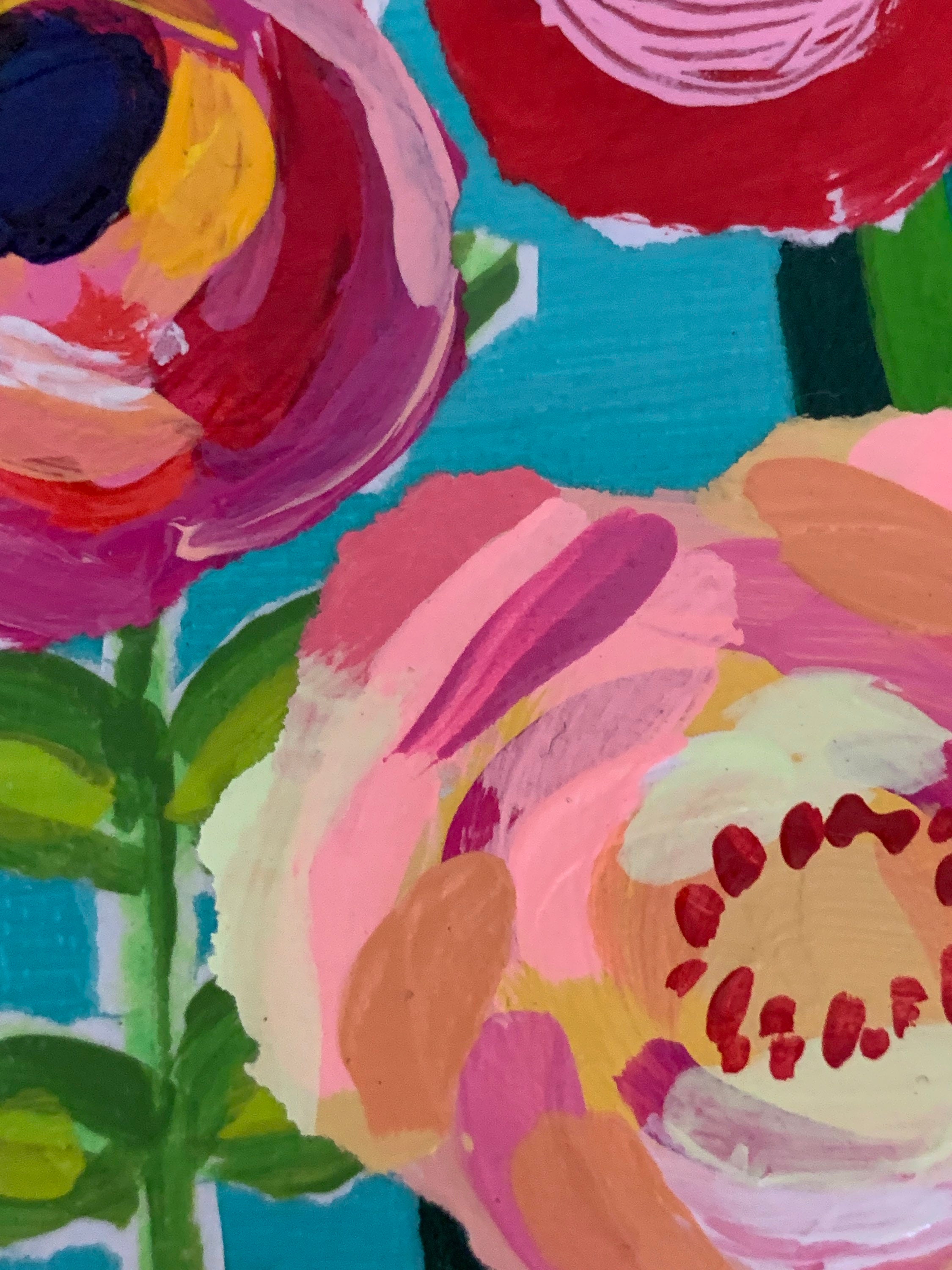 Mixed Media Art FLORAL Flower PAINTING royal Bouquet - Etsy