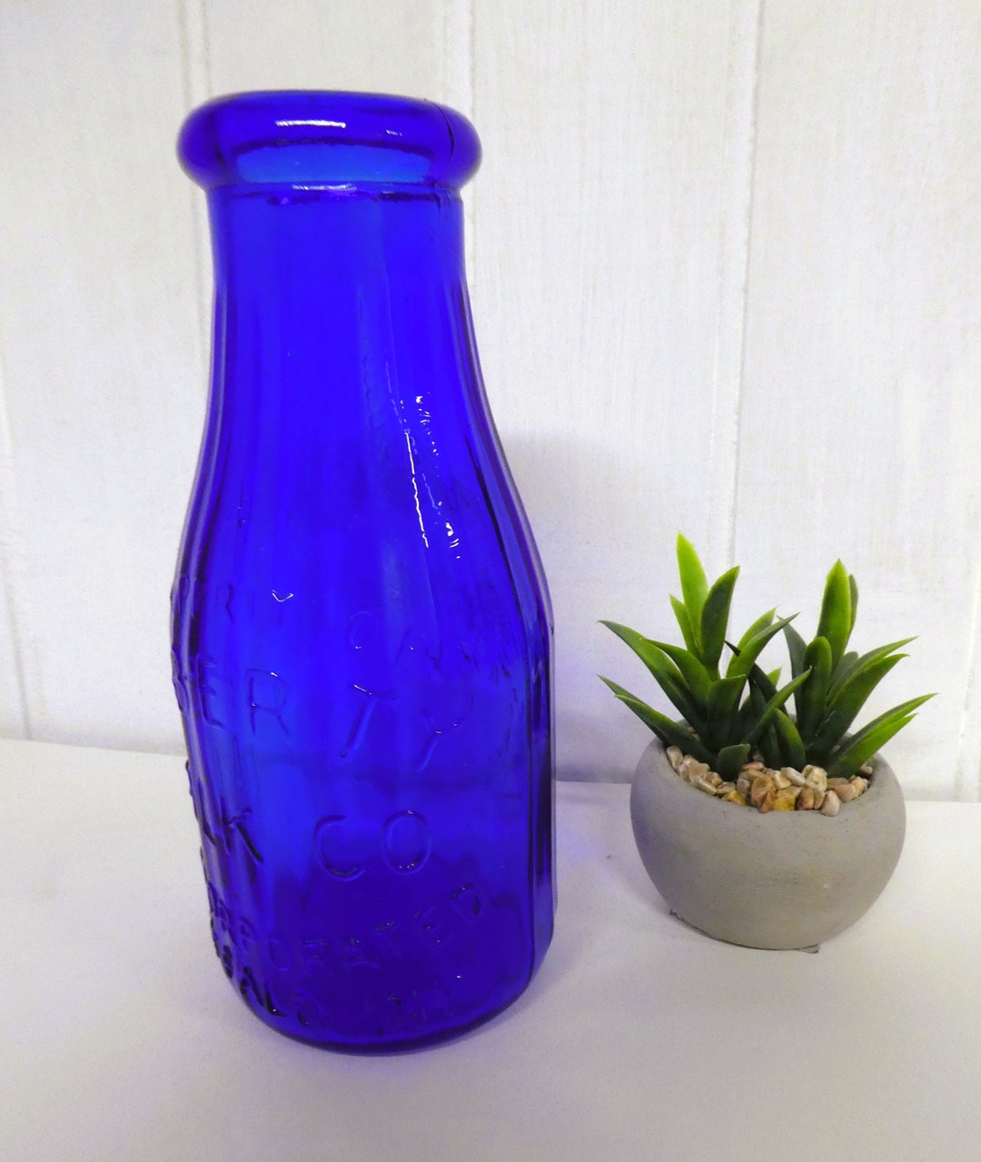 Vintage Cobalt Blue Milk Bottle/liberty Milk Company Bottle, Buffalo ...