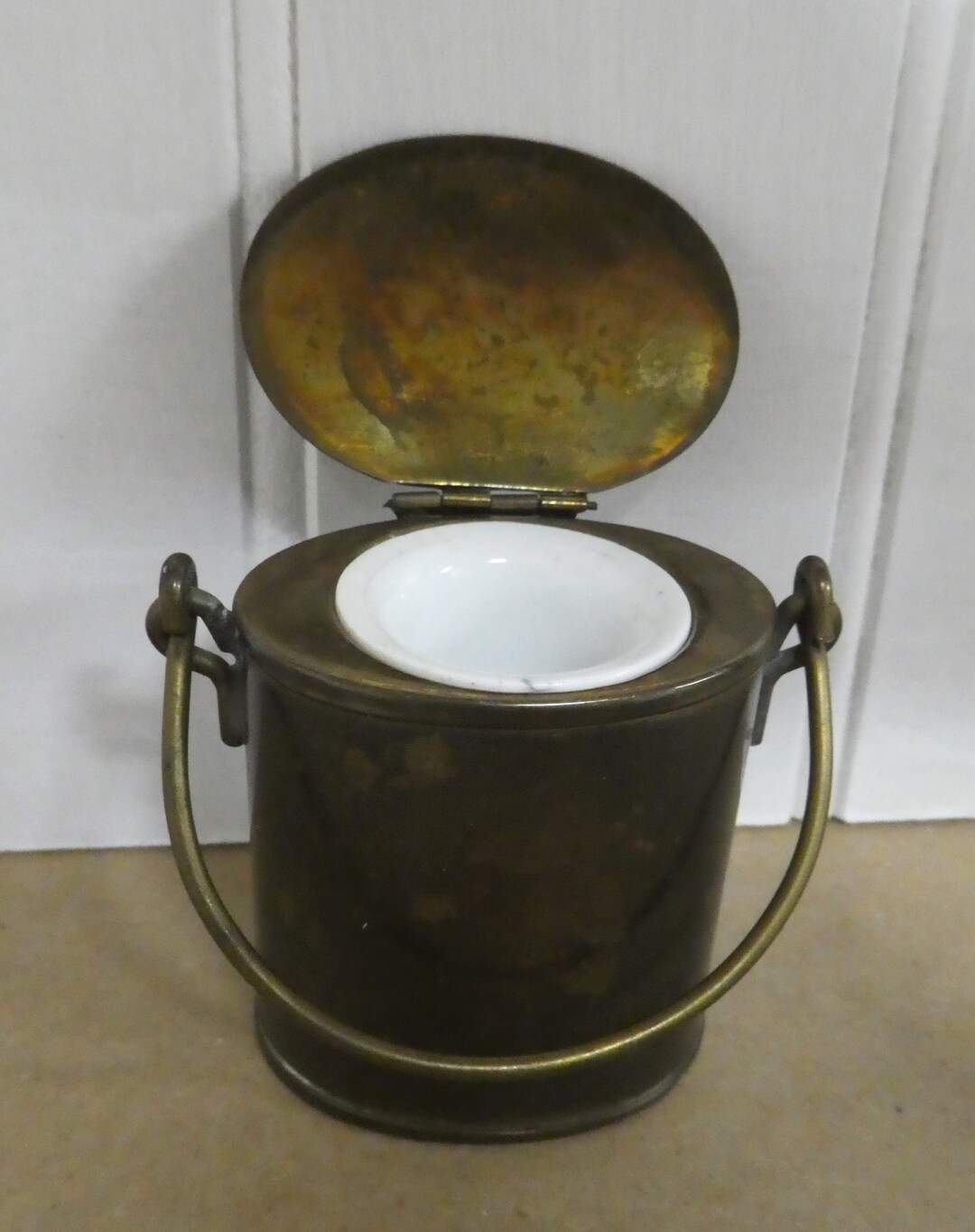 Antique Brass Travel Inkwell With Handle/desk,office,study Decor/vtg ...