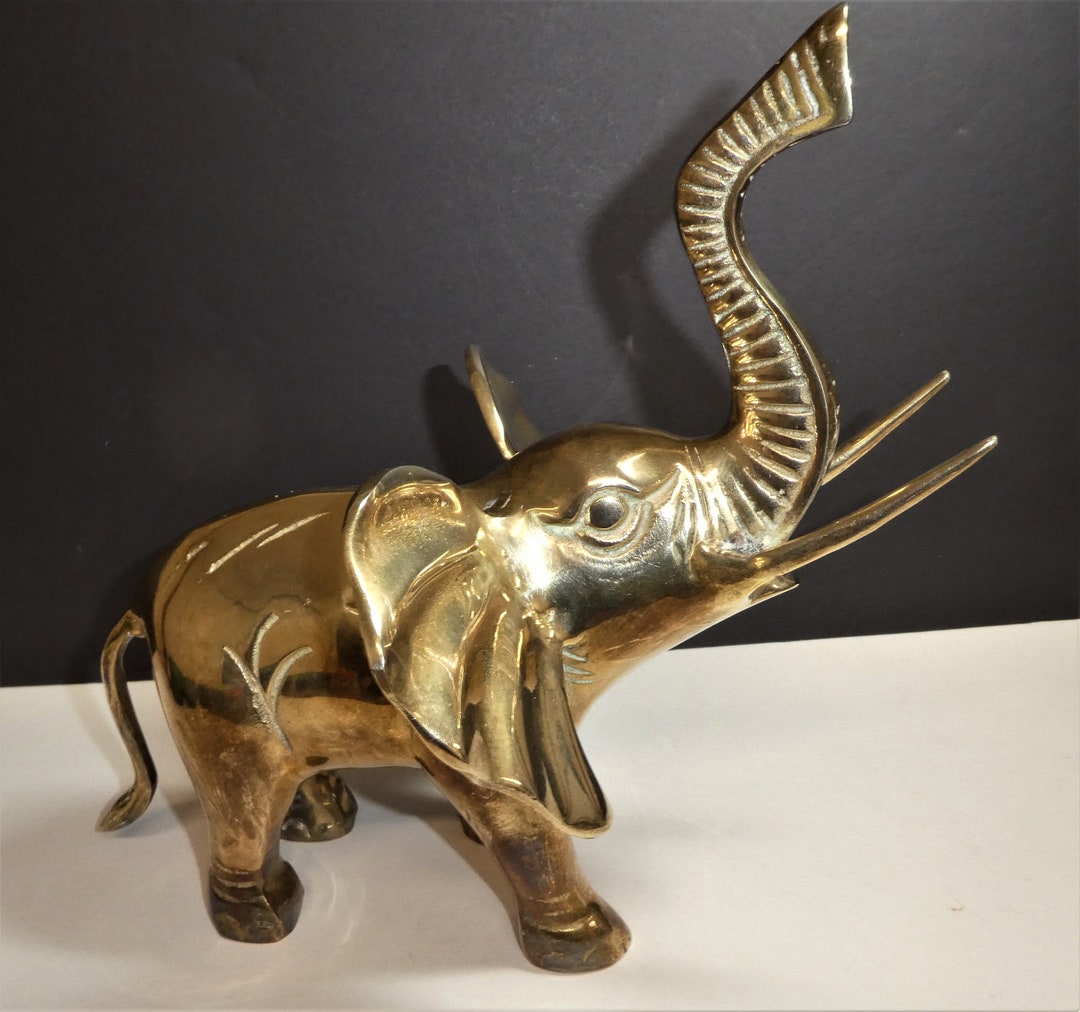 Vintage Solid BRASS Elephant/boho, Midcentury Decor/collectible Brass ...