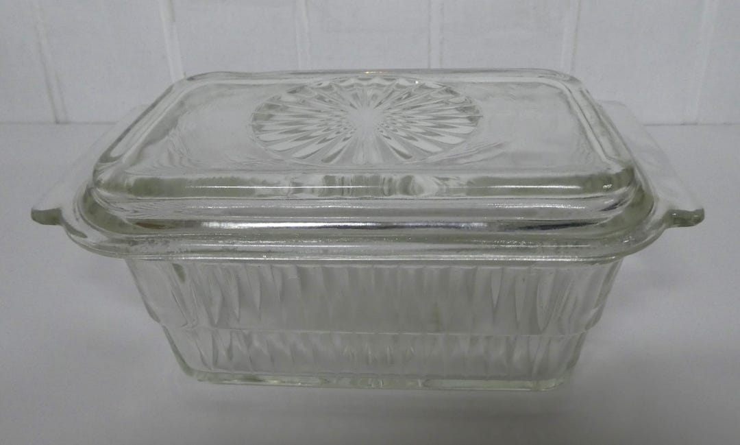 Vintage Federal Glass Covered Butter Dish/starburst Glass Butter Dish ...