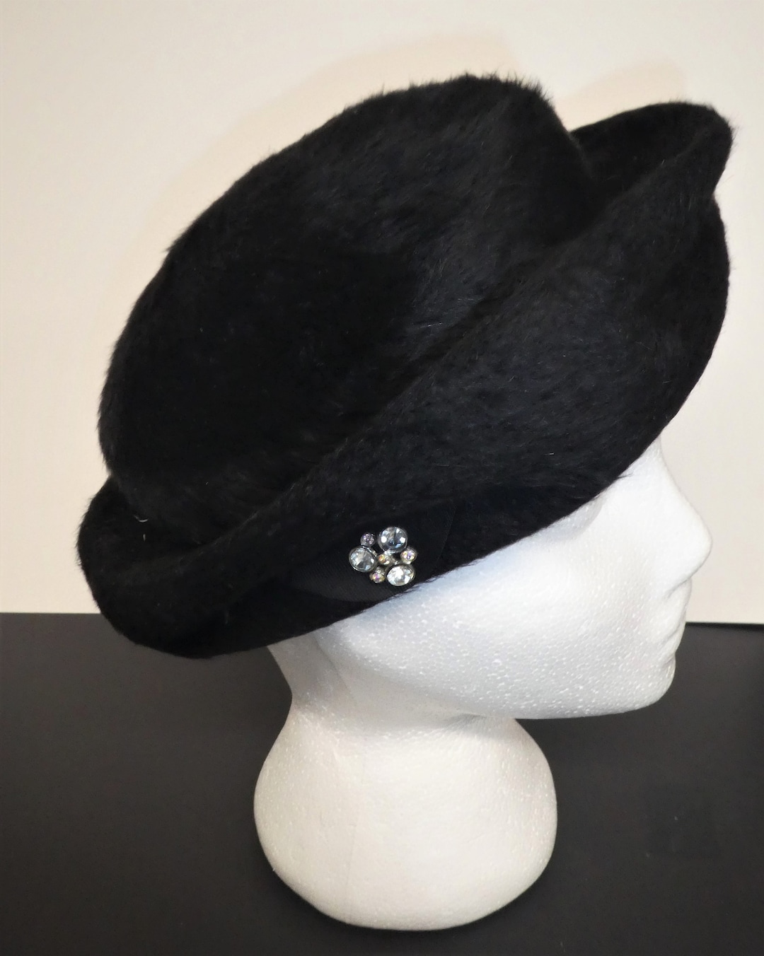 Vintage Black Sheared Beaver Hat/ladies Winter FUR Hat/holiday Glam ...