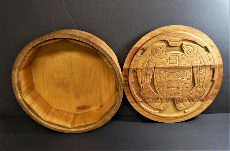 Haida Art Round Wooden Box/clarence Wells Cedar Box/canadian Native Art ...