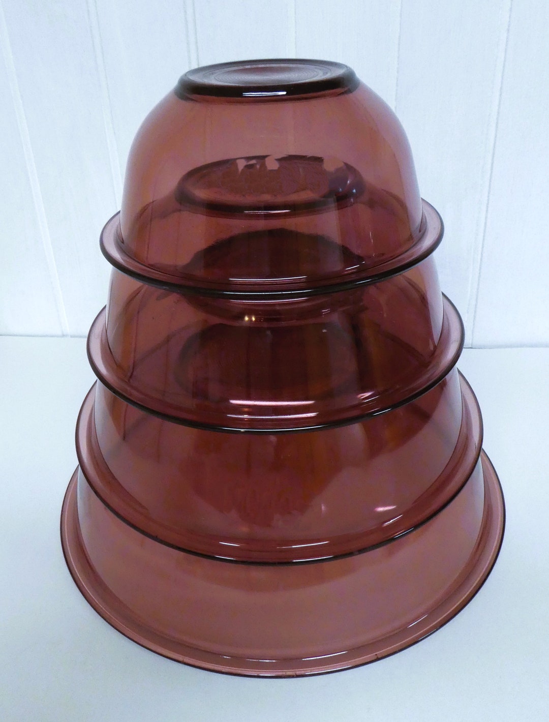 Vintage Pyrex Cranberry Nesting Set of 4 Bowls/vtg Pyrex Glass Bowls ...