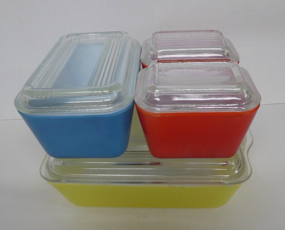 Pyrex Refrigerator Dishes With Lids/8 Piece Fridgie Pyrex Primary ...