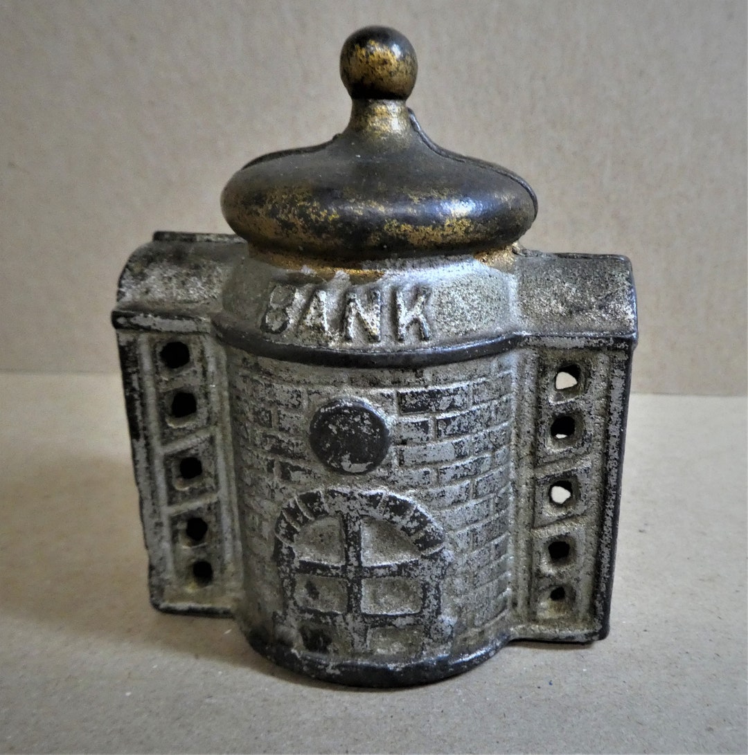ANTIQUE 1892 Cast Iron Coin Bank/antique Penny Bank/americana ...