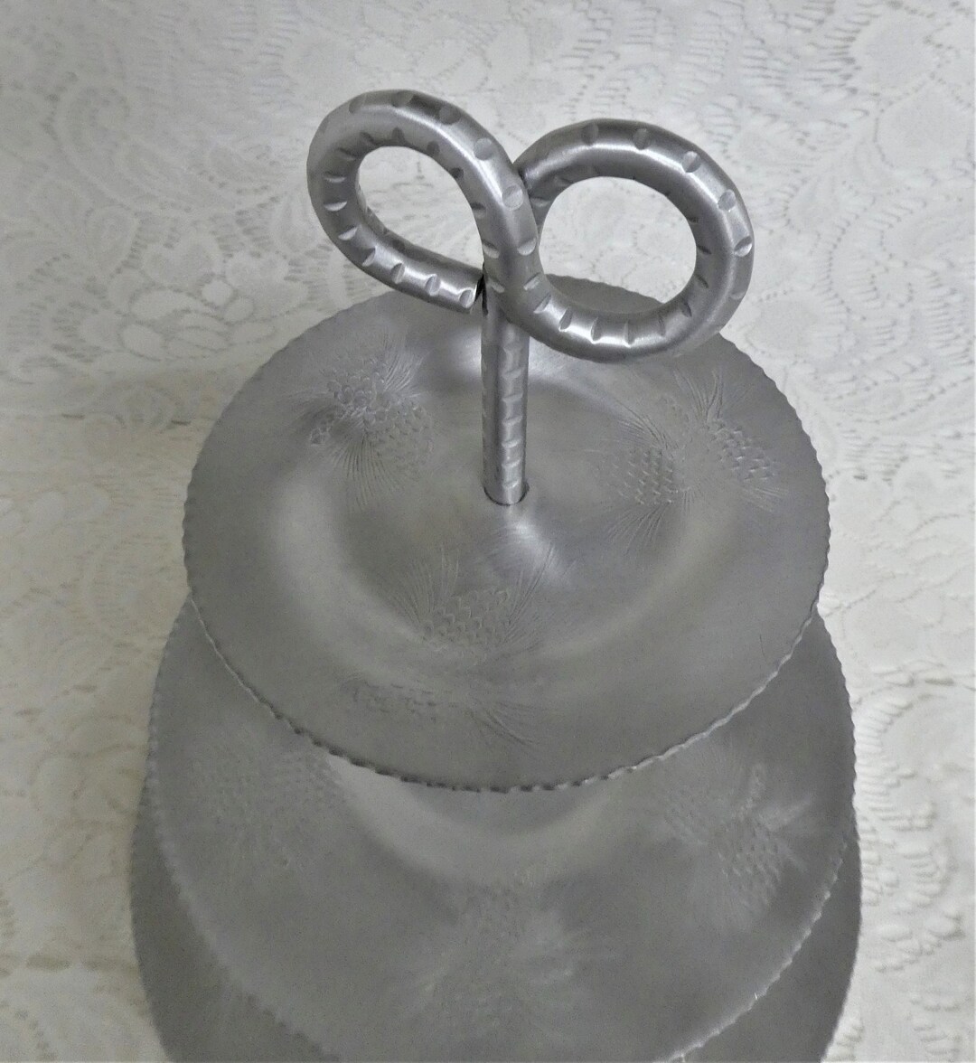 Vintage 3 Tier Aluminum Serving Tray/midcentury Modern Fancy Cake Stand ...