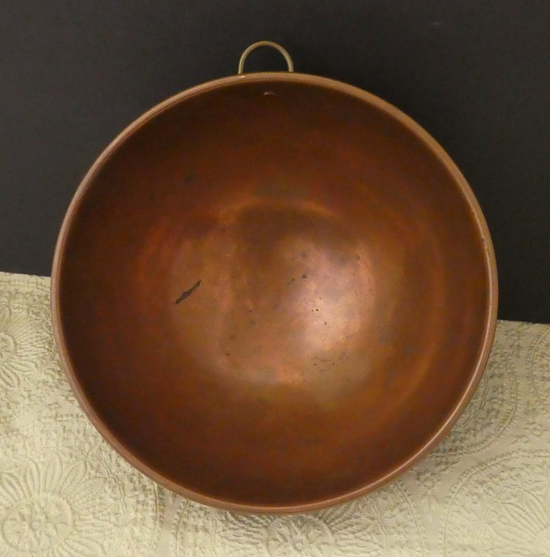 Antique Heavy Solid COPPER Bowl Brass Ring,rolled Edge/made England ...