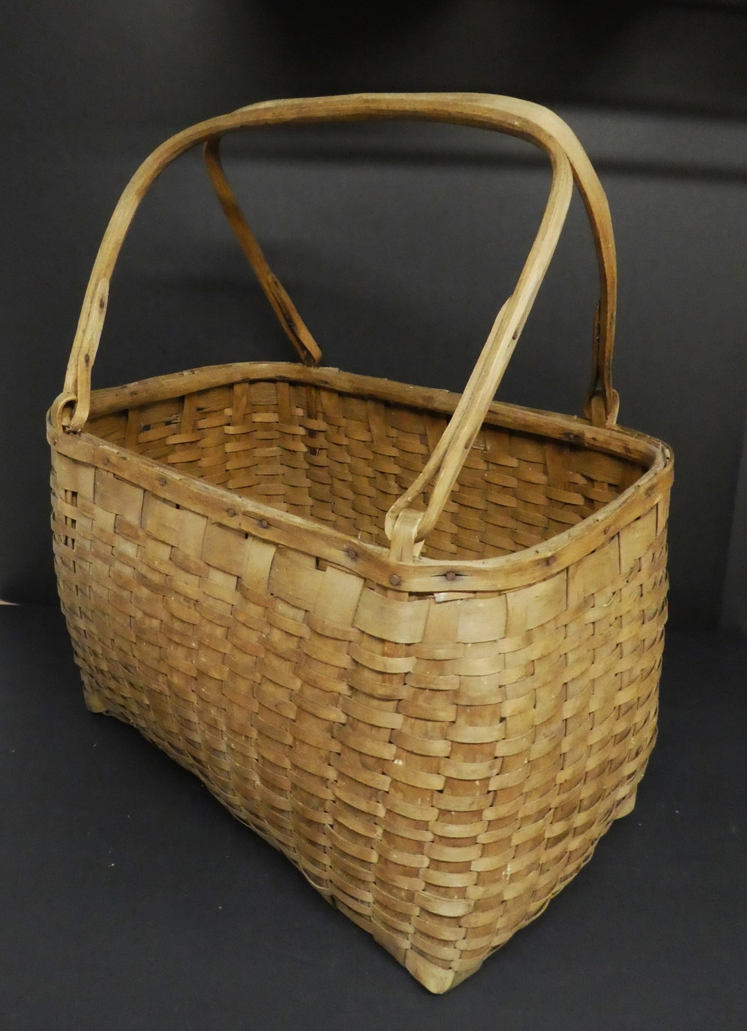 Vtg/antique Split Ash Gathering Harvest Basket/handmade Bentwood ...