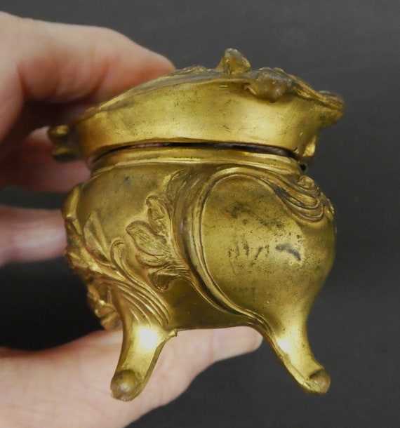 Antique Gilt Ornate Trinket Jewelry Box/Art Noveau Go… - Gem