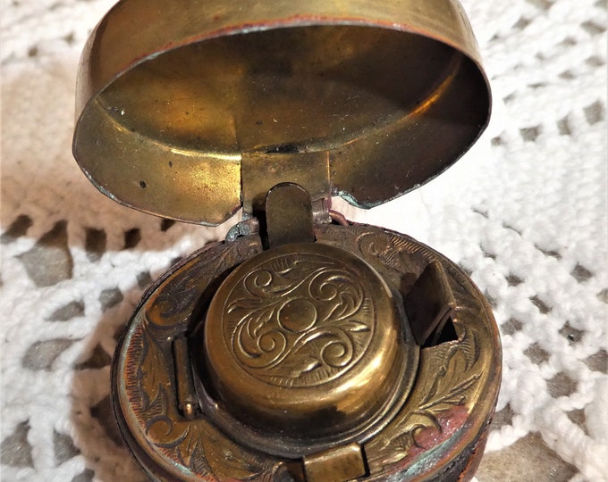 Antique Brass and Leather INKWELL Circa 1880/victorian Travelling ...