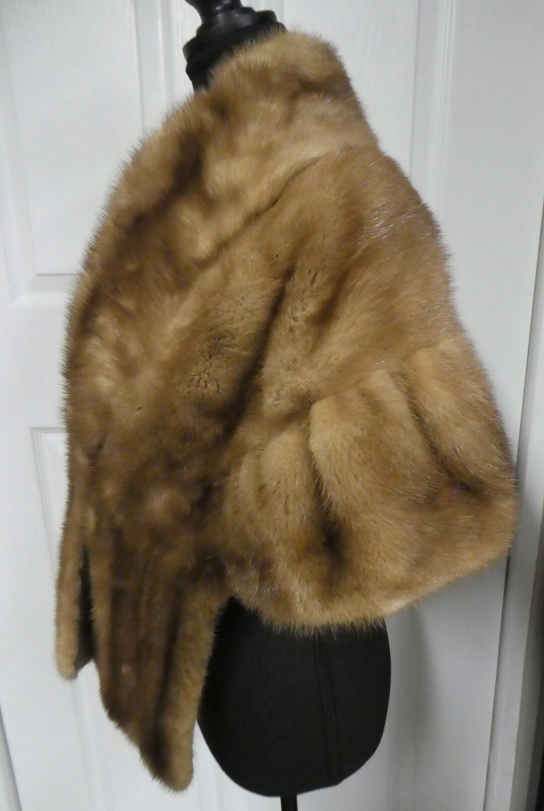 Genuine Mink Fur Wrap/mink Shawl/fur Stole/retro Fur Shrug Bolero ...