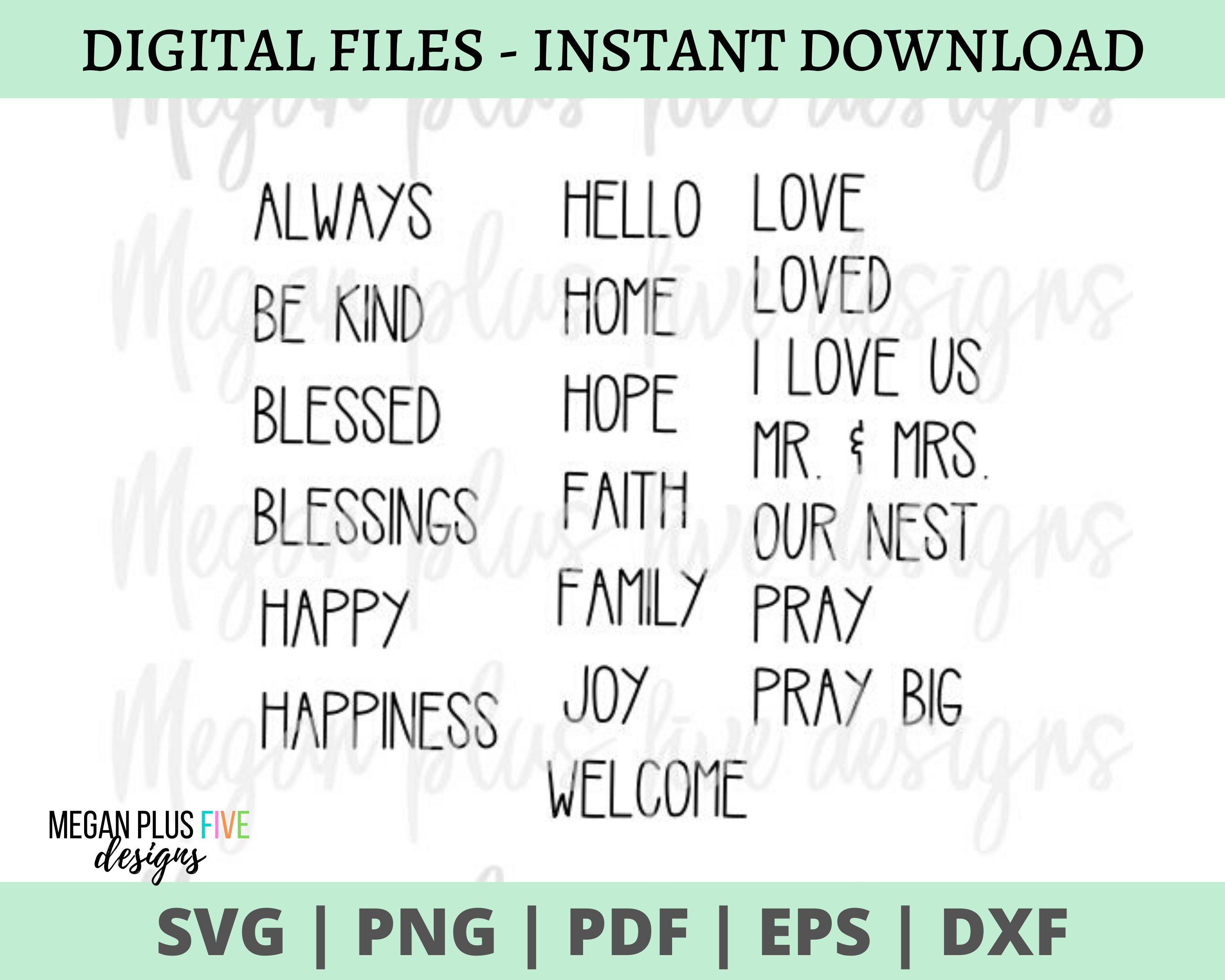 Rae Dunn Inspired WORD BUNDLE SVG Digital Download Svg Files - Etsy
